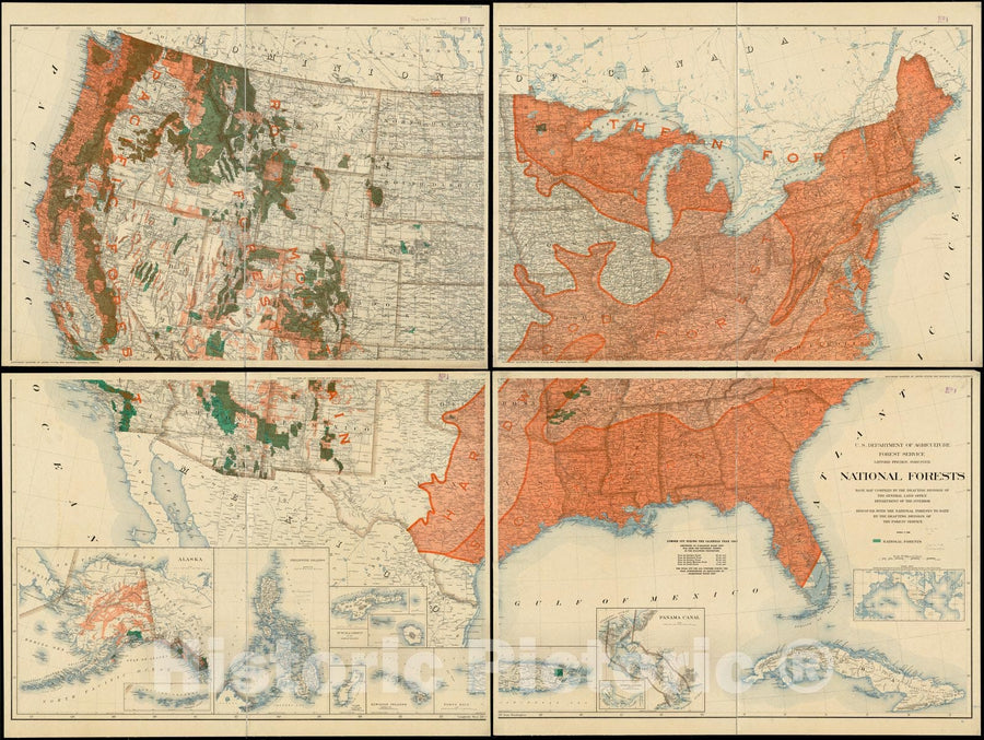 Historical Map, 1908 National Forests, Vintage Wall Art – Historic Pictoric