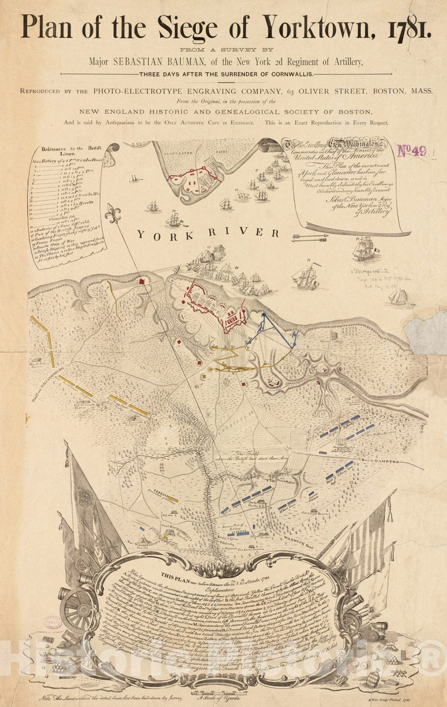 Historical Map, Plan of The Siege of Yorktown, 1781, Vintage Wall Art ...