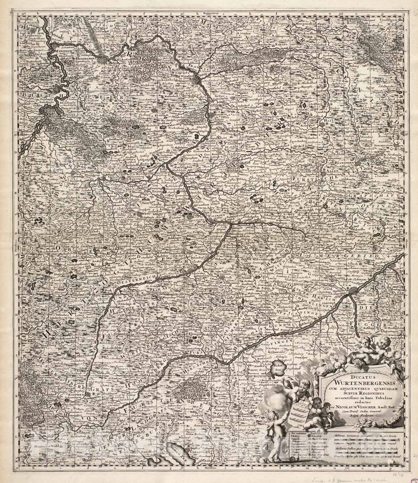 Historical Map, 1704 Ducatus Wurtenbergensis : Cum adjacentibus quibus ...