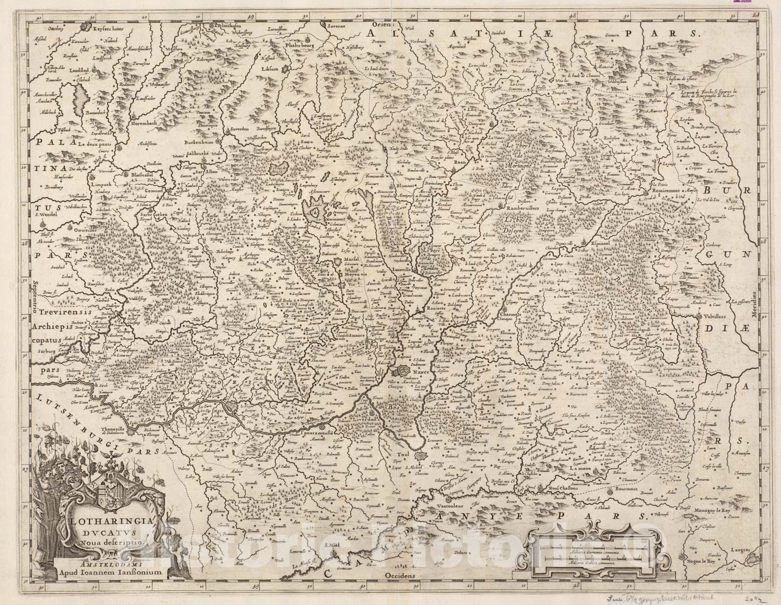 Historical Map, 1644 Lotharingia ducatus noua descriptio, Vintage Wall ...