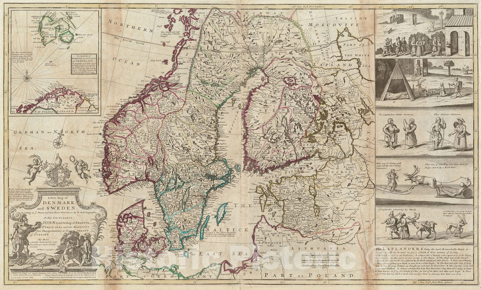 Historical Map, 1750-1759 A New map of Denmark and Sweden : According ...