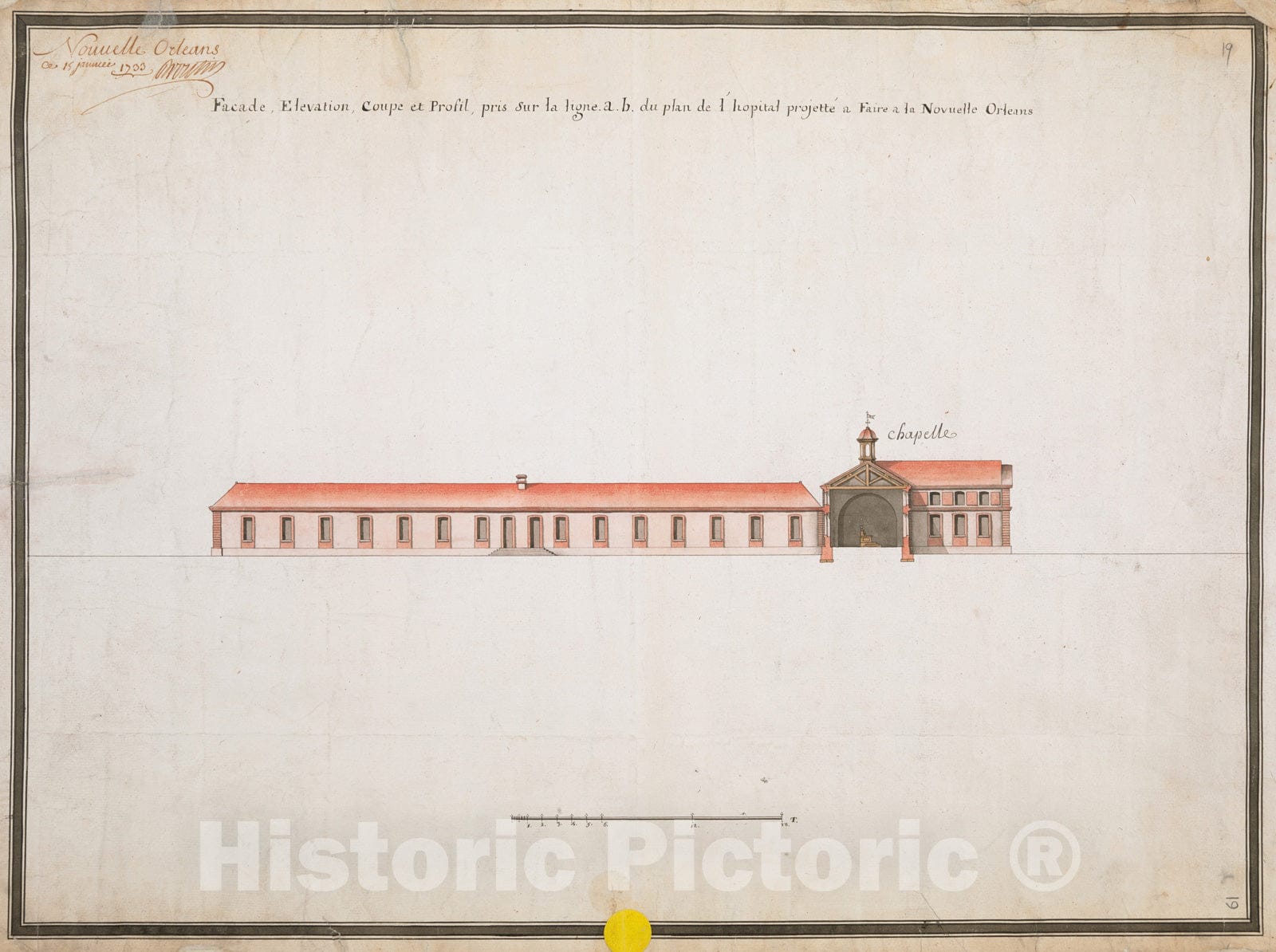 Historical Map, 1733 FaAÂ§ade, Elevation, Coupe et Profil, pris sur la ...