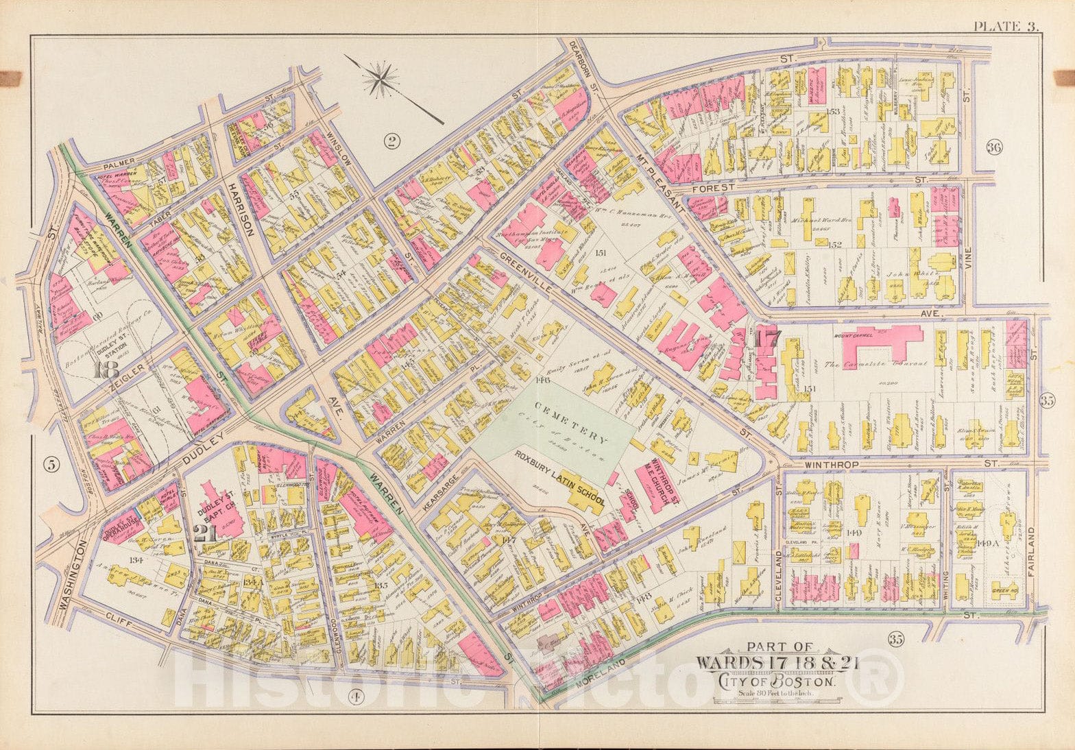 Historical Map, 1899 Atlas of The City of Boston, Roxbury : Plate 3, V ...