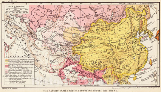 Historical Map, The Manchu Empire and The European Powers, 1644-1912 ...
