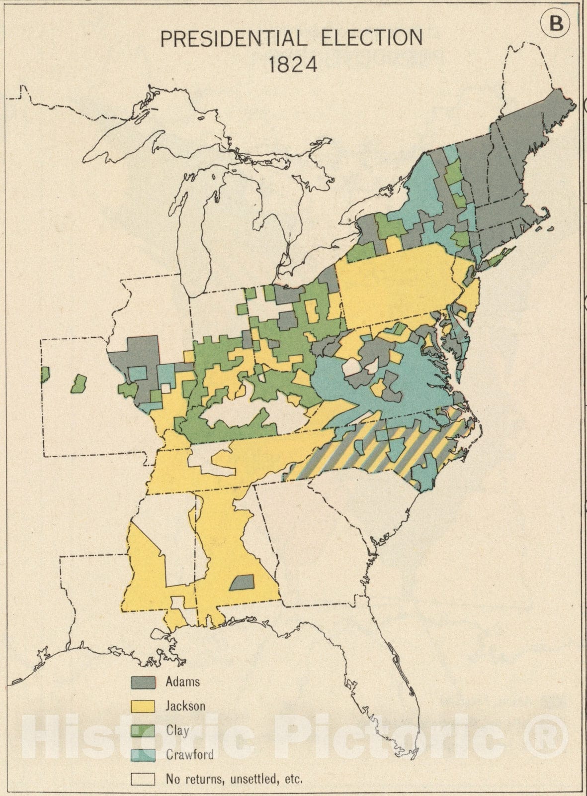 Historical Map, Presidential Election 1824, Vintage Wall Art – Historic ...
