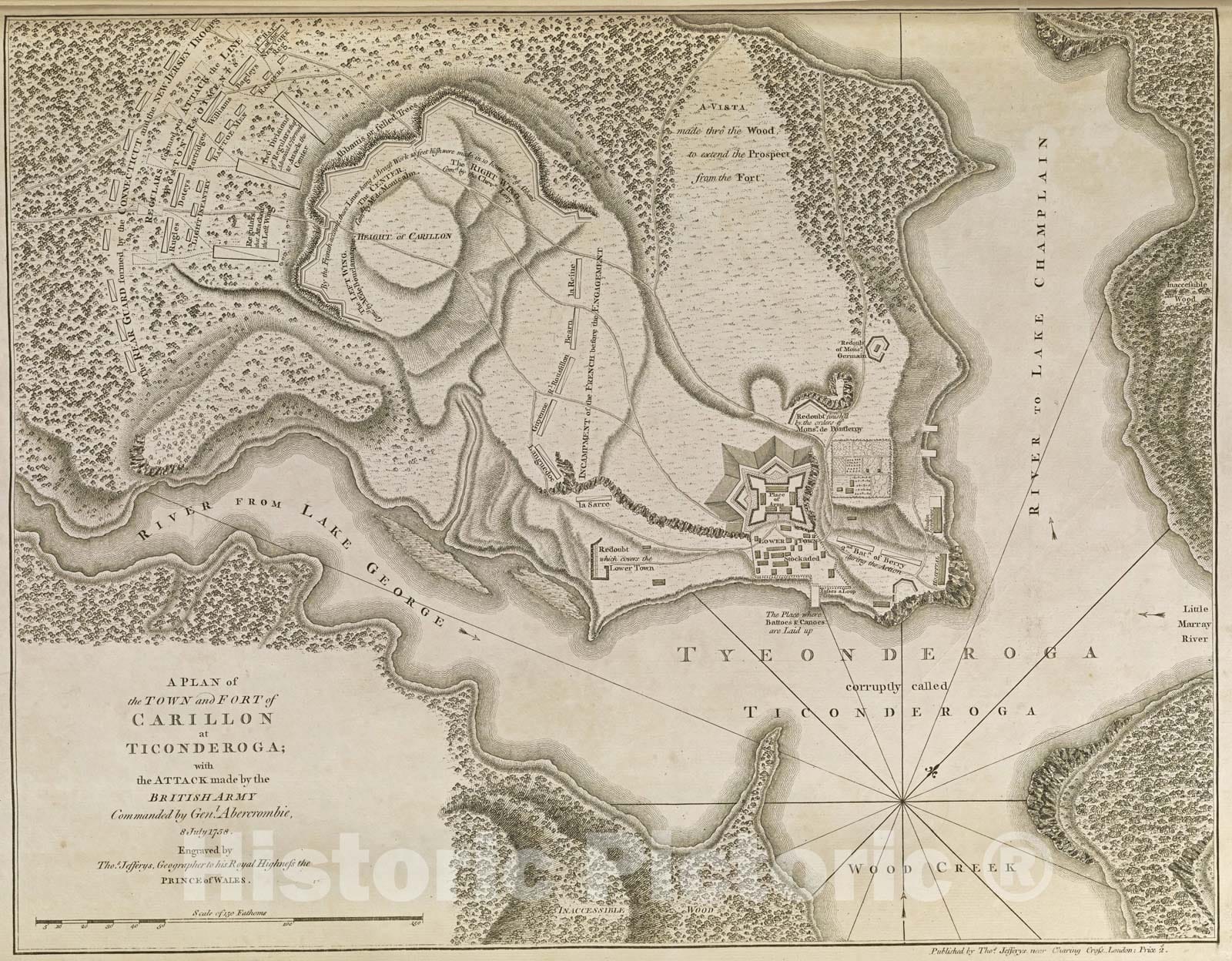 Historical Map, A Plan of the town and Fort of Carillon at Ticonderoga ...
