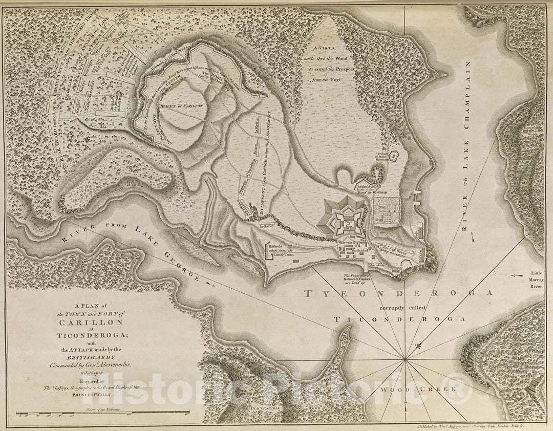 Historical Map, A Plan of the town and Fort of Carillon at Ticonderoga ...