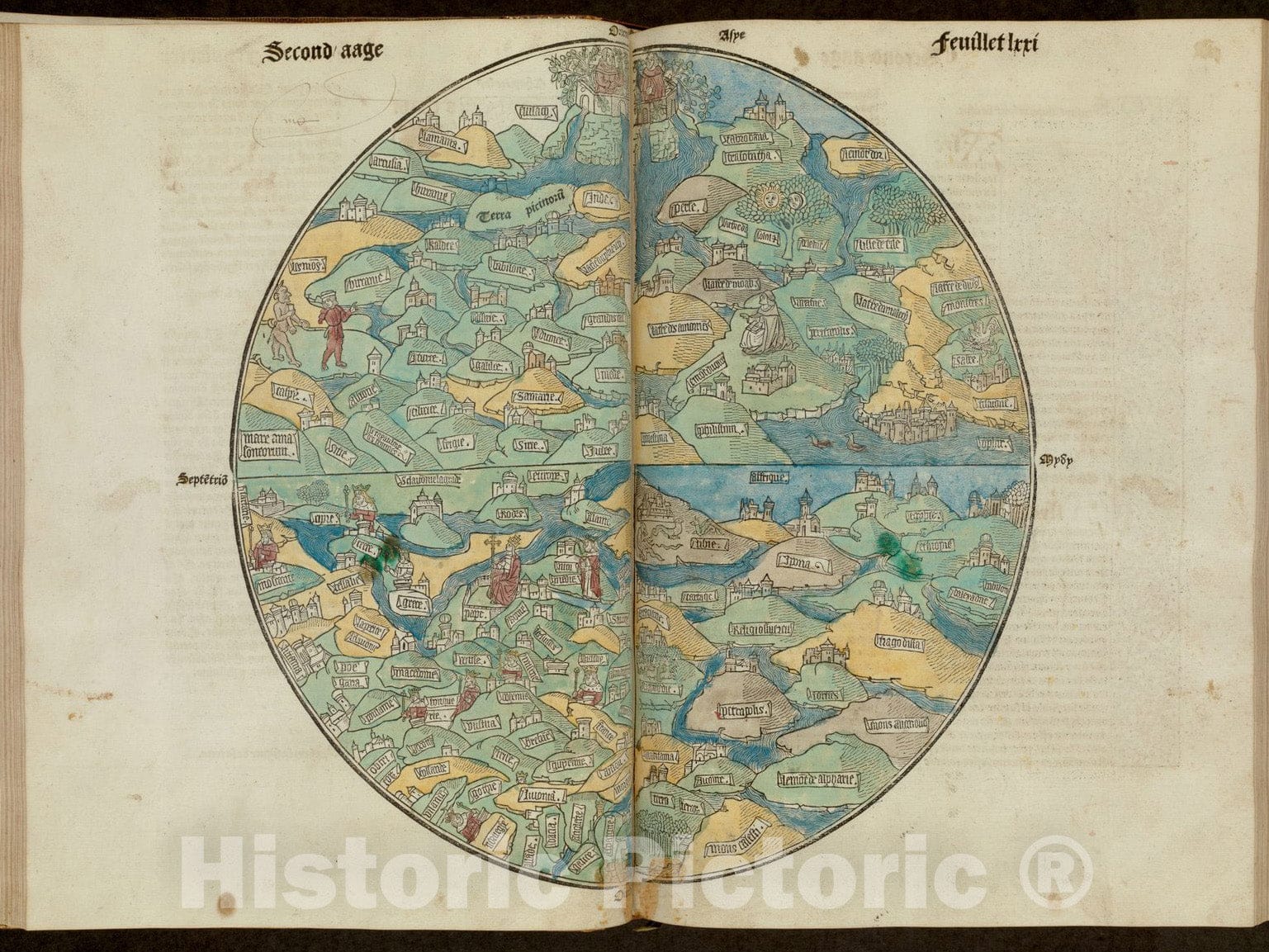 Historical Map, 1488-1489 Circular world Historical Map, Vintage Wall ...