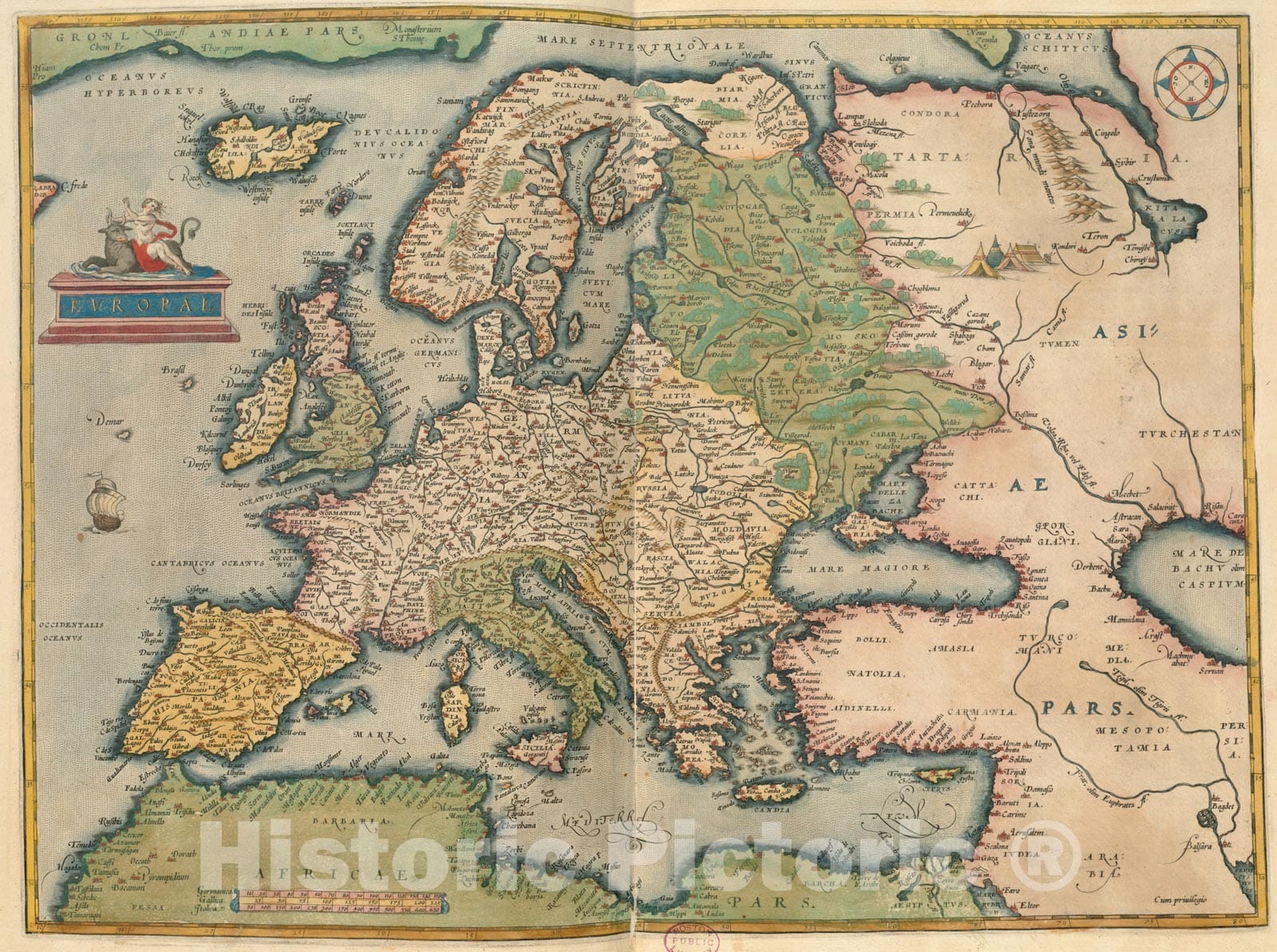 Historical Map, 1570 Europae, Vintage Wall Art – Historic Pictoric