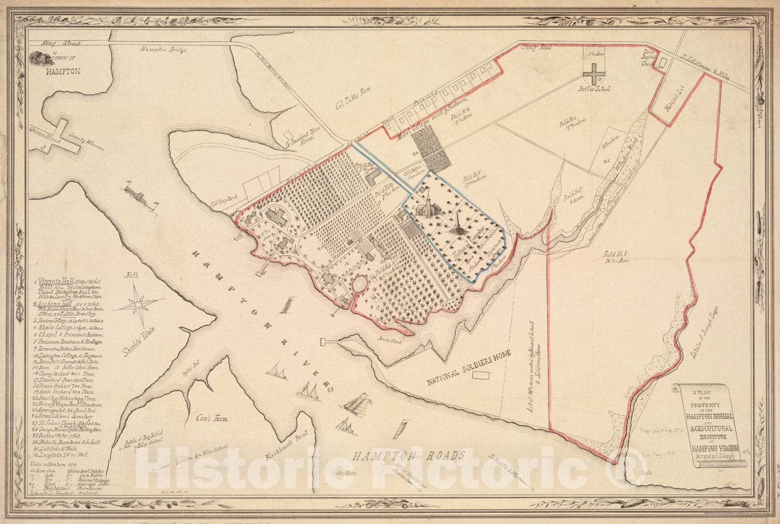 Historical Map, 1876 A Plan of The Property of The Hampton Normal and ...