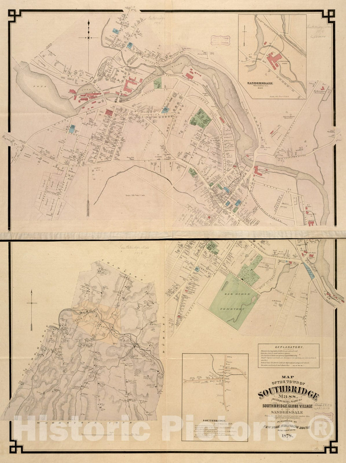 Historical Map, 1878 Map of The Town of Southbridge, Mass : Including ...
