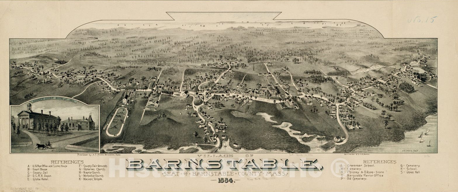 Historical Map, Village of Barnstable, seat of Barnstable County, Mass ...