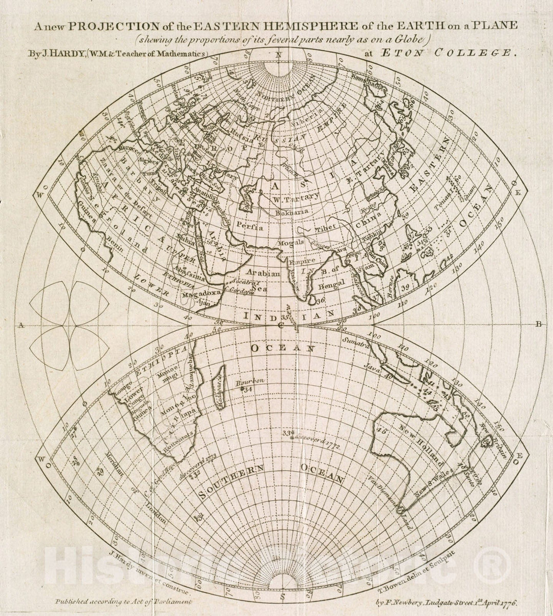 Historical Map, 1776 A New Projection of The Eastern Hemisphere of The ...