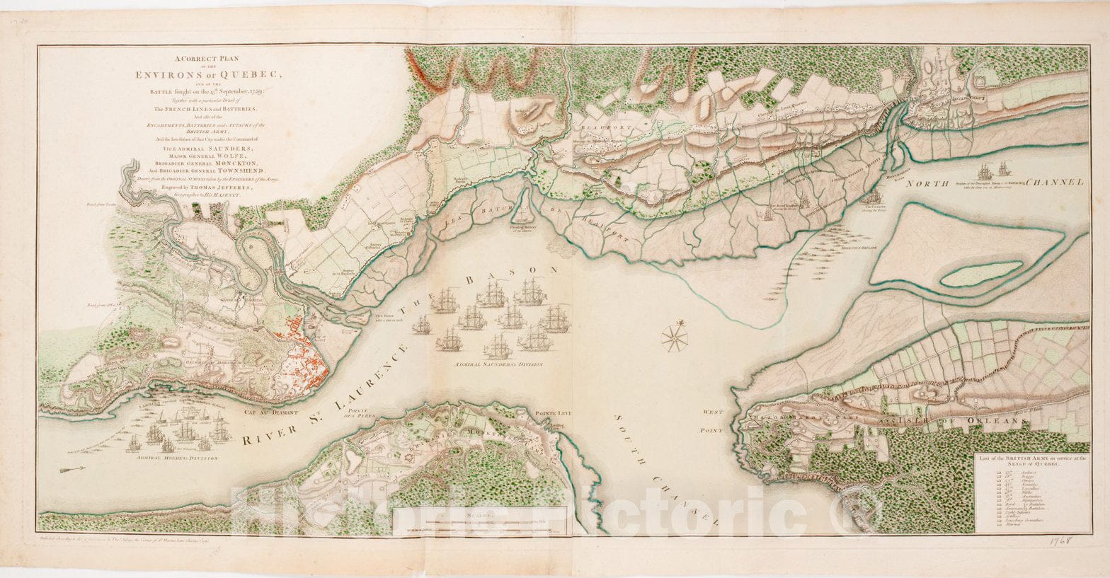 Historical Map, A Correct Plan of The Environs of Quebec, and The Batt ...