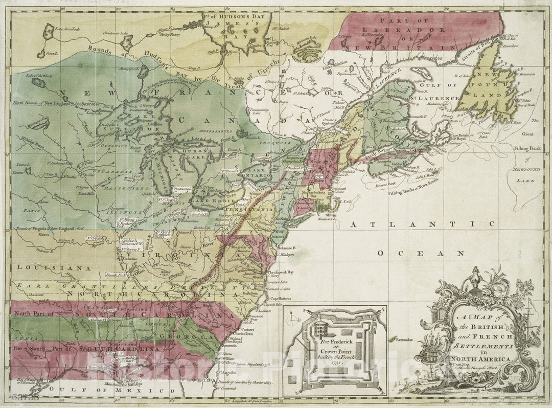 Historical Map, 1755 A Map of The British and French settlements in No ...