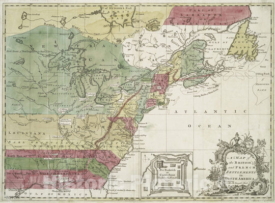 Historical Map, 1755 A Map of The British and French settlements in No ...