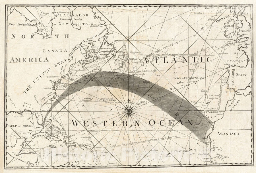 Historical Map, 1799 [Chart of The Gulf Stream], Vintage Wall Art ...