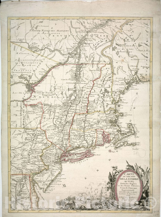 Historical Map, 1778 Carte du Theatre de la Guerre actuel Entre les An ...