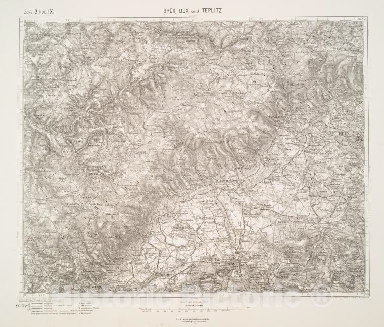 Historic 1912 Map - Brux, Dux Und Teplitz. - Vintage Wall Art ...