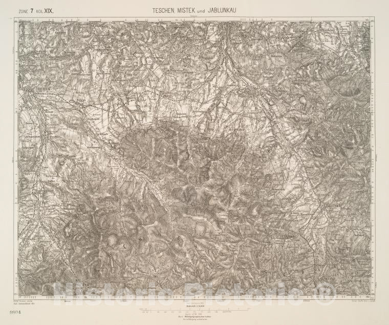 Historic 1894 Map - Teschen, Mistek Und Jablunkau. - Vintage Wall Art ...