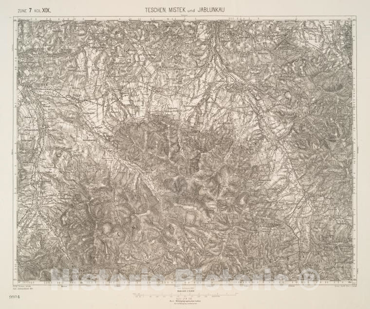 Historic 1894 Map - Teschen, Mistek Und Jablunkau. - Vintage Wall Art ...