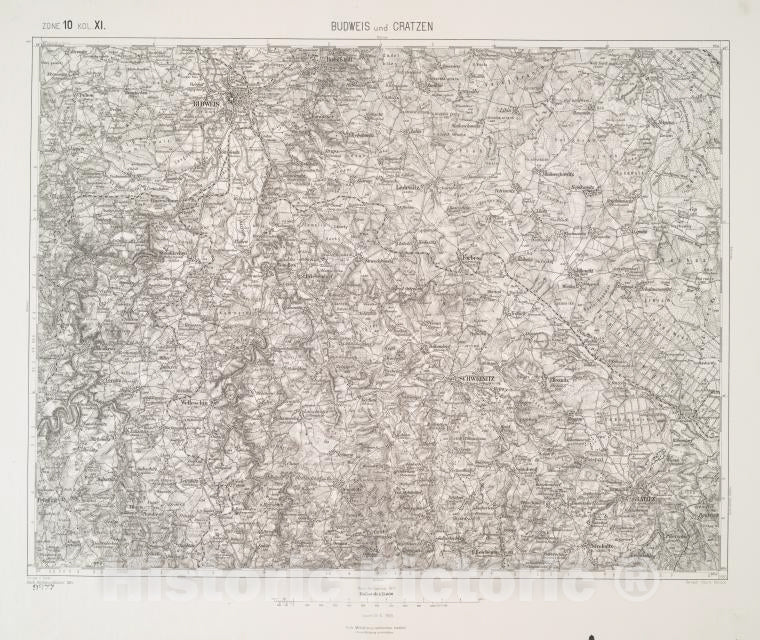 Historic 1909 Map - Budweis Und Cratzen. - Vintage Wall Art – Historic ...
