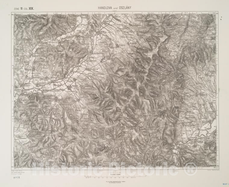Historic 1910 Map - Handlova Und Oszlany (Ungarn). - Vintage Wall Art ...