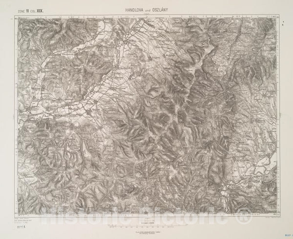Historic 1910 Map - Handlova Und Oszlany (Ungarn). - Vintage Wall Art ...