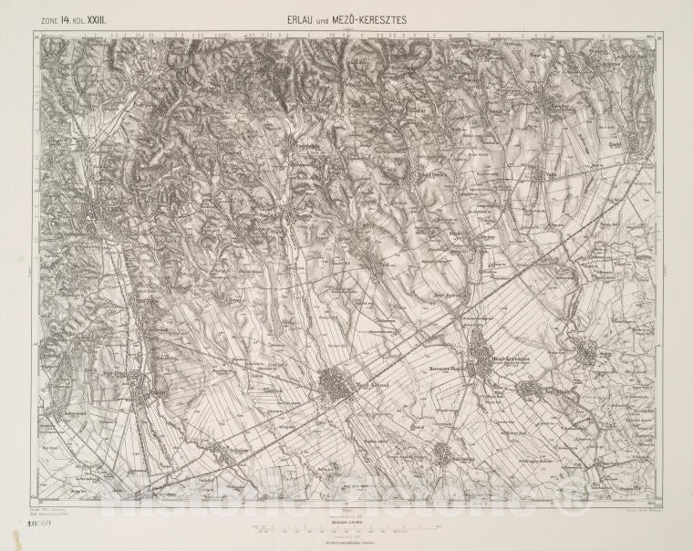Historic 1894 Map - Erlau Und Mezo-Keresztes. - Vintage Wall Art ...