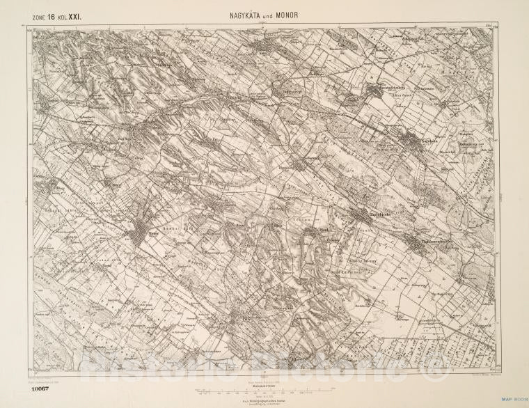 Historic 1909 Map - Nagykata Und Monor. - Vintage Wall Art – Historic ...