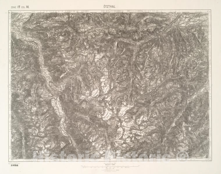 Historic 1908 Map - Otzthal. Austro-Hungarian Monarchy. Militargeograp ...