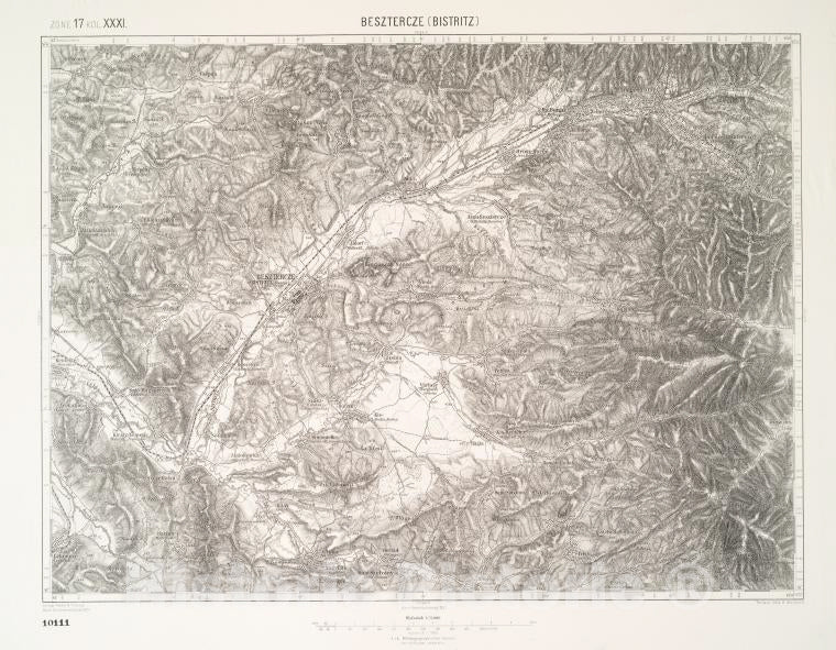 Historic 1905 Map - Besztercze [Bistritz] (Ungarn). - Vintage Wall Art ...
