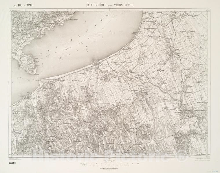 Historic 1910 Map - Balatonfured Und Varos-Hidveg. - Vintage Wall Art ...
