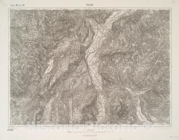 Historic 1912 Map - Trient. Austro-Hungarian Monarchy. Militargeograph ...