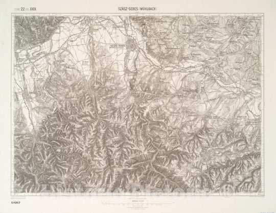 Historic 1911 Map - Szasz-Sebes [Muhlbach]. - Vintage Wall Art ...