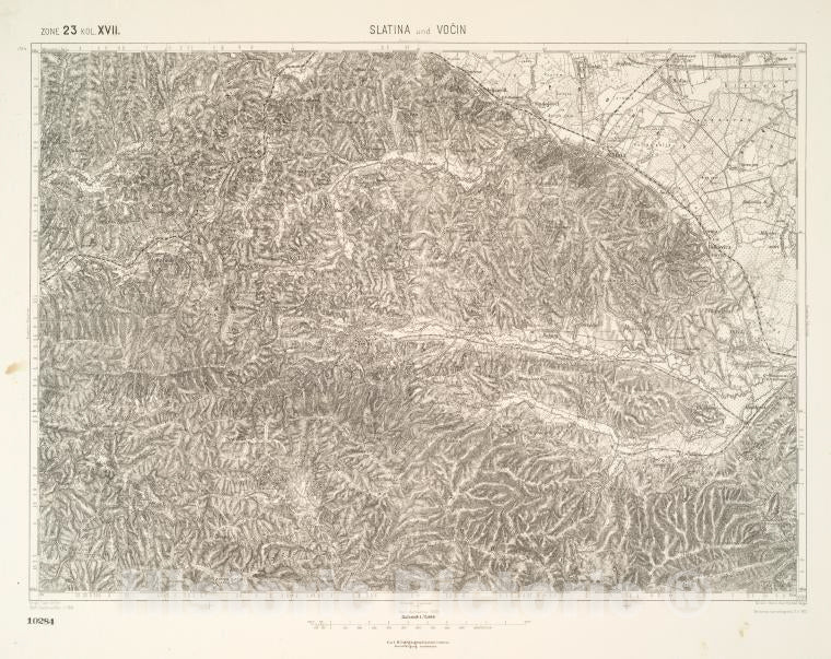 Historic 1910 Map - Slatina Und Vocin. - Vintage Wall Art – Historic ...