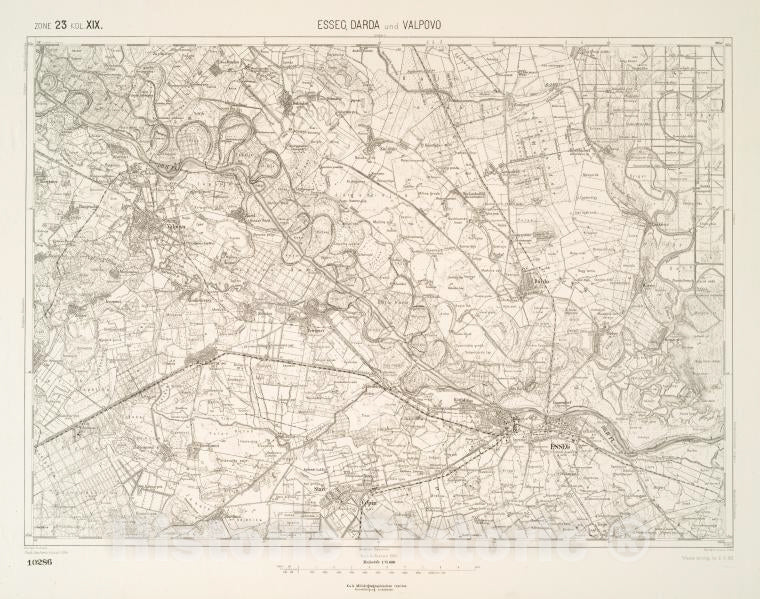 Historic 1910 Map - Esseg, Darda Und Valpovo. - Vintage Wall Art ...