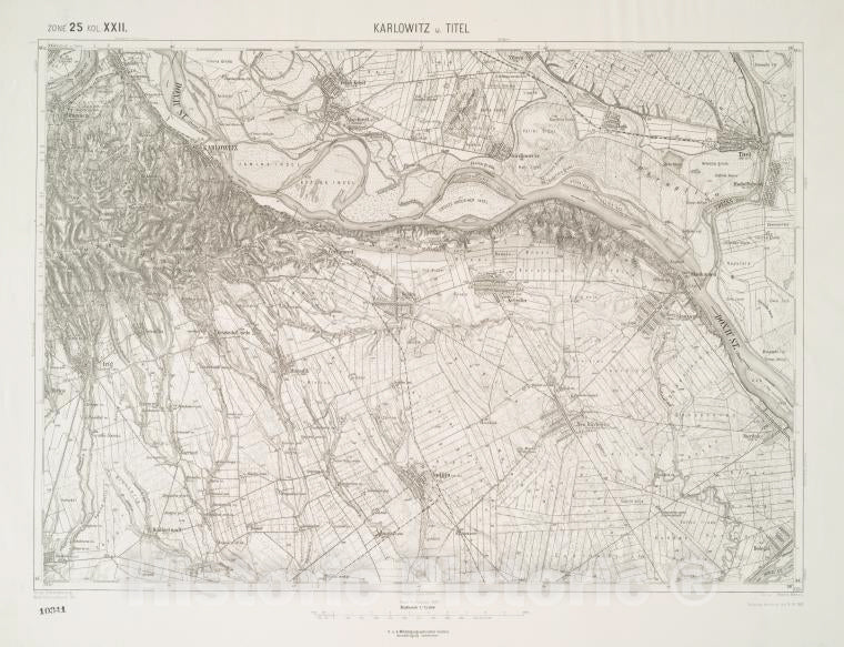 Historic 1910 Map - Karlowitz Und Titel. - Vintage Wall Art – Historic ...