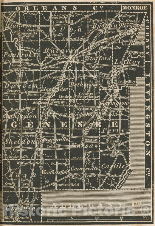 Historic 1838 Map - Genesee County. - New York (State) - Genesee Count ...