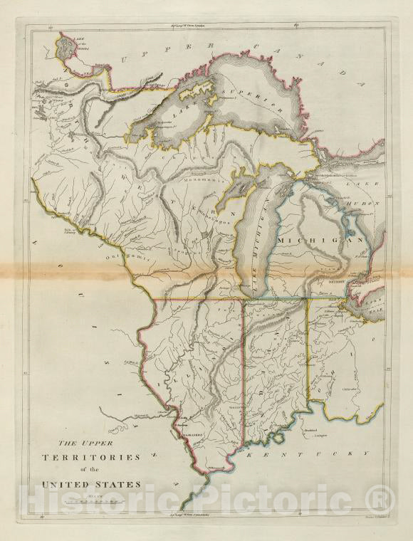 Historic 1814 Map - The Upper Territories Of The United States.- Unite ...