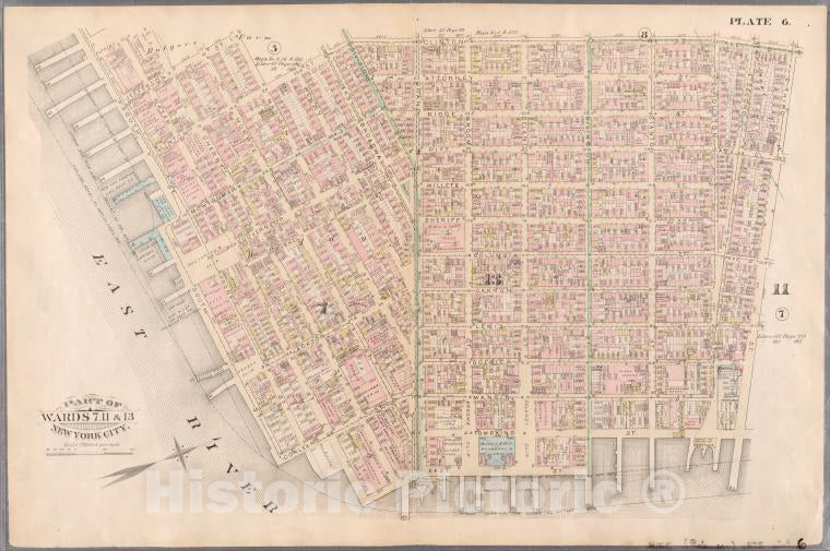 Historic Map - 1885 New York (N.Y.) Plate 6: Rutgers Slip, Cherry, Jef ...