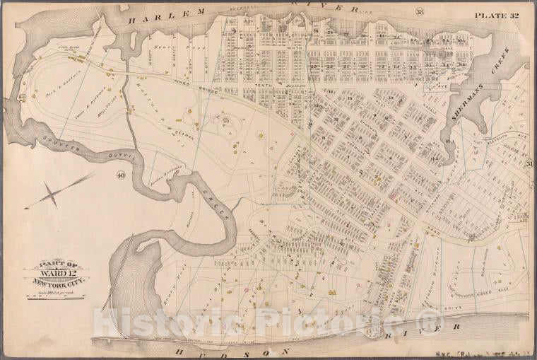 Historic Map - 1885 New York (N.Y.) [Harlem River, W. 120Th, Tenth, Dy ...