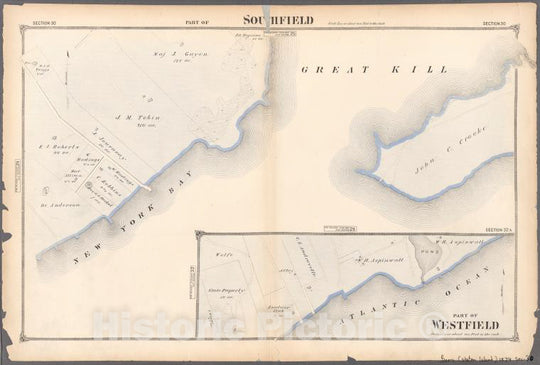 Historic 1874 Map - Part Of Southfield. - Staten Island (New York, N.Y ...