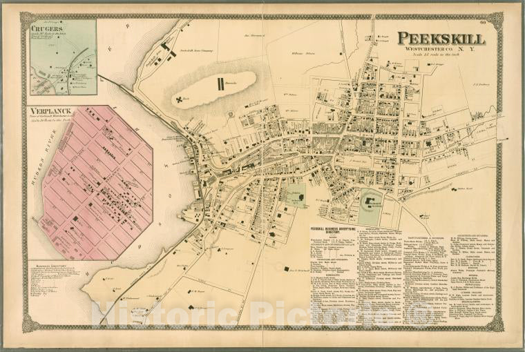Historic 1868 Map - Plate 60: Peekskill, Westchester Co. N.Y. - Vintag ...