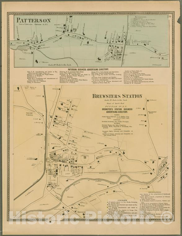 Historic 1868 Map - Plate 70: Patterson, Town Of Patterson & Brewester ...