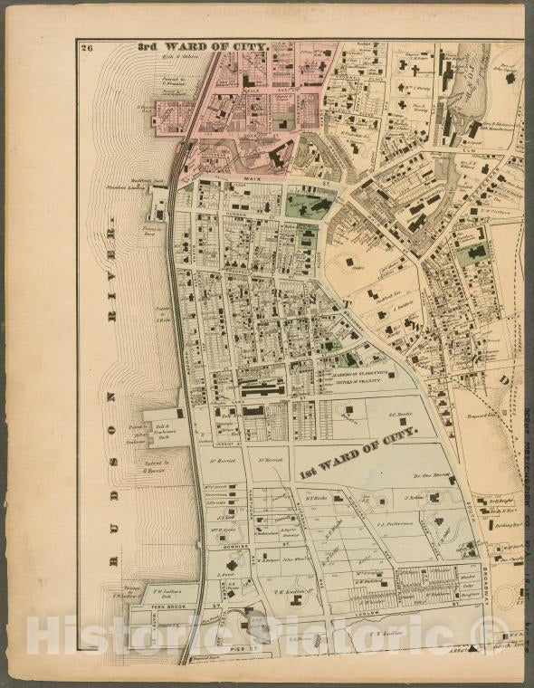 Historic 1872 Map - Plates 26 & 27: Portions Of 1St, 2Nd And 3Rd Wards ...