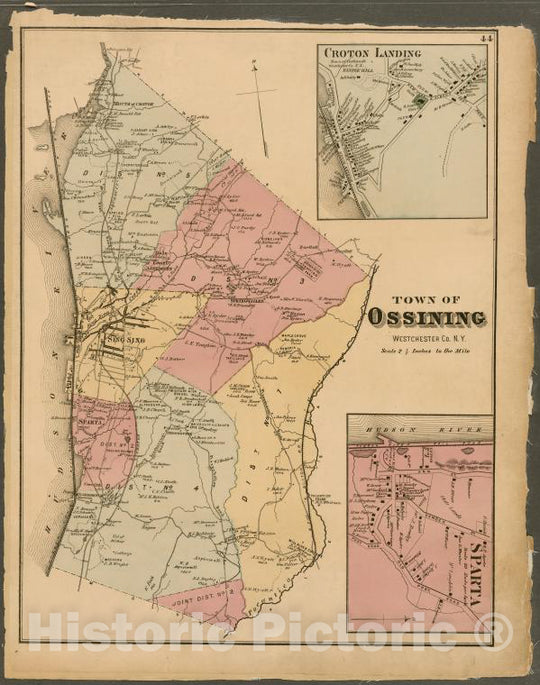 Historic 1872 Map - Plate 44: Town Of Ossining, Westchester Co. N.Y ...