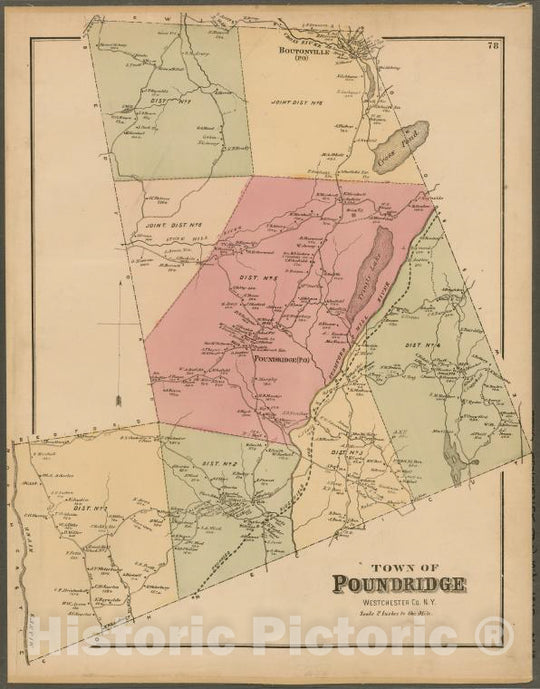 Historic 1872 Map - Plate 78: Town Of Poundridge, Westchester Co. N.Y ...
