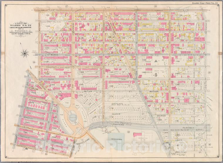 Historic Map - 1898 Brooklyn (New York, N.Y.) Atlantic, Franklin, Pres ...