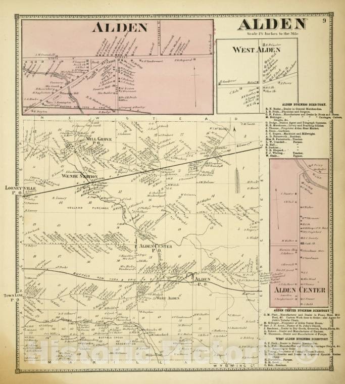 Historic 1866 Map - Alden [Village]; Alden [Township]; West Alden [Vil ...